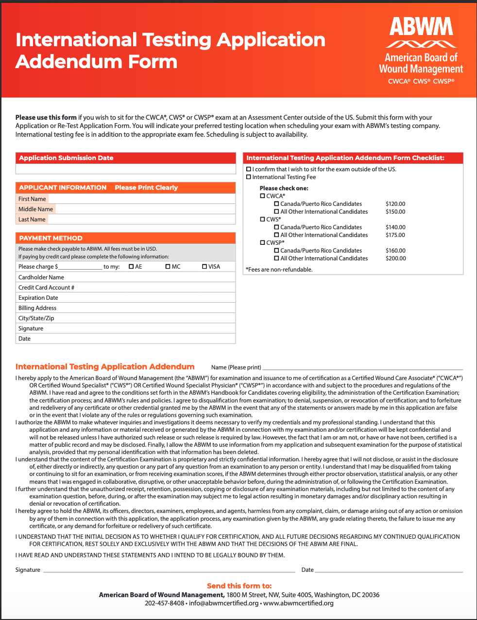 Forms - ABWM Certified
